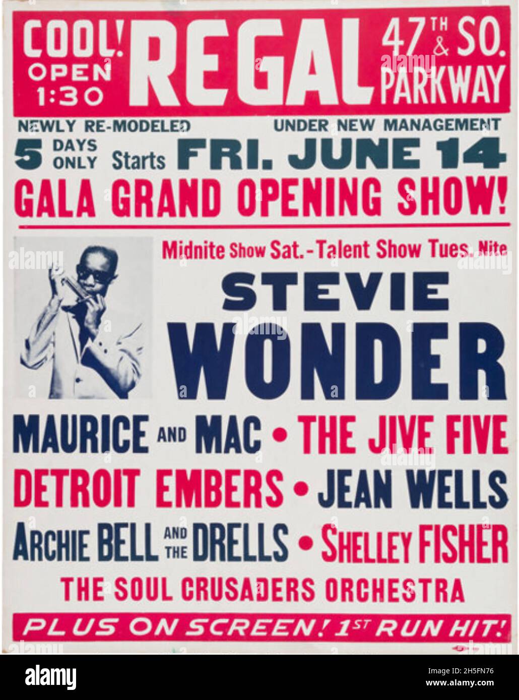 STEVIE WONDER Poster for a 1968 gig at the Chicago Regal theatre. The ...