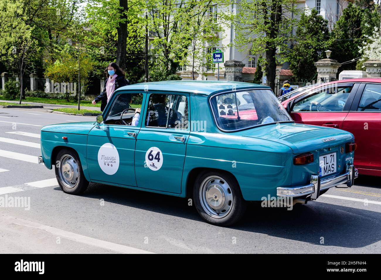 Bucharest, Romania, 24 April 2021 Old retro vivid blue turquoise ...