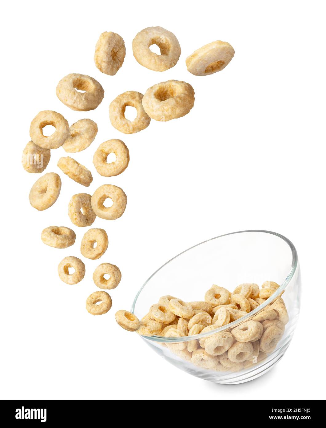 corn rings in air falling into glass bowl Stock Photo - Alamy