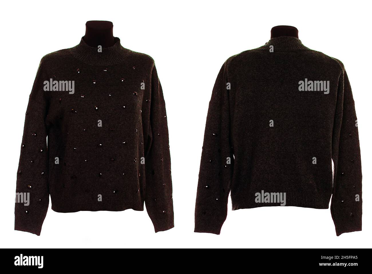 sweater front view and back view, on a mannequin Stock Photo - Alamy