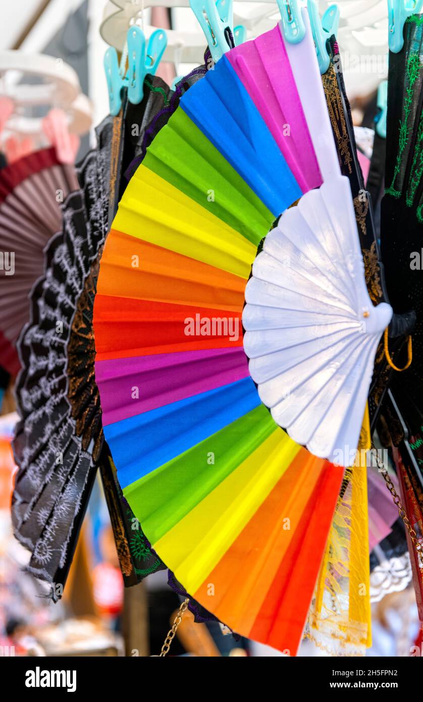 Rainbow coloured spanish fan hi-res stock photography and images - Alamy