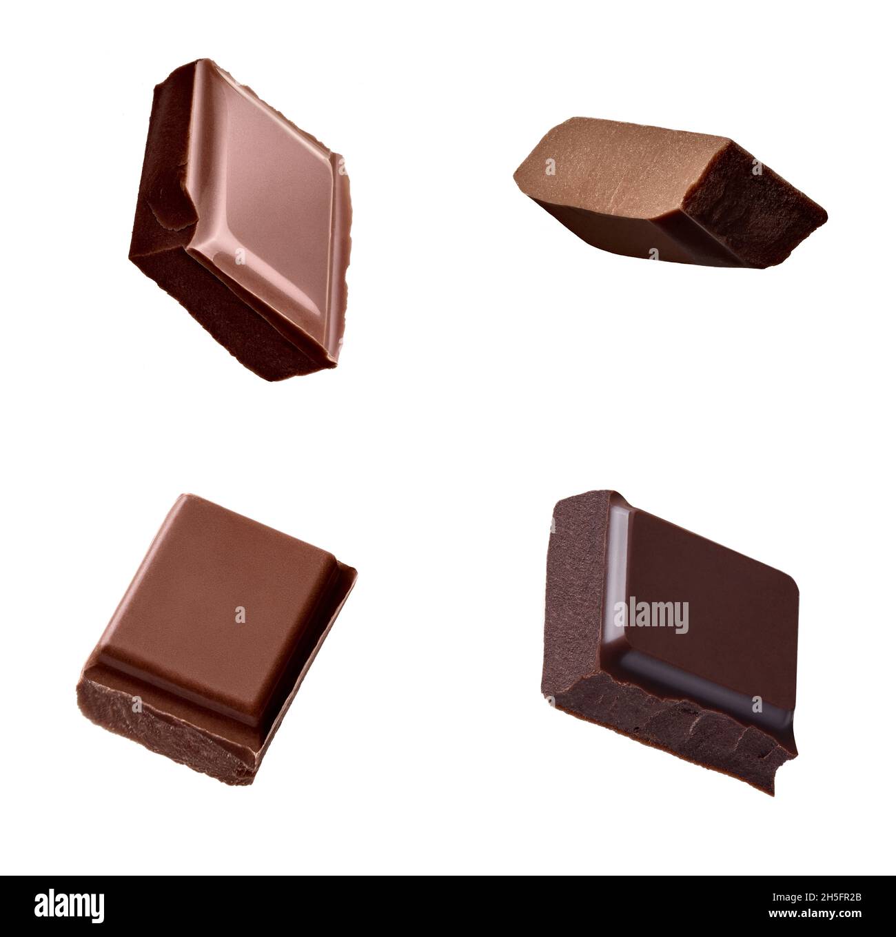 chocolate piece sweet food dessert falling Stock Photo - Alamy