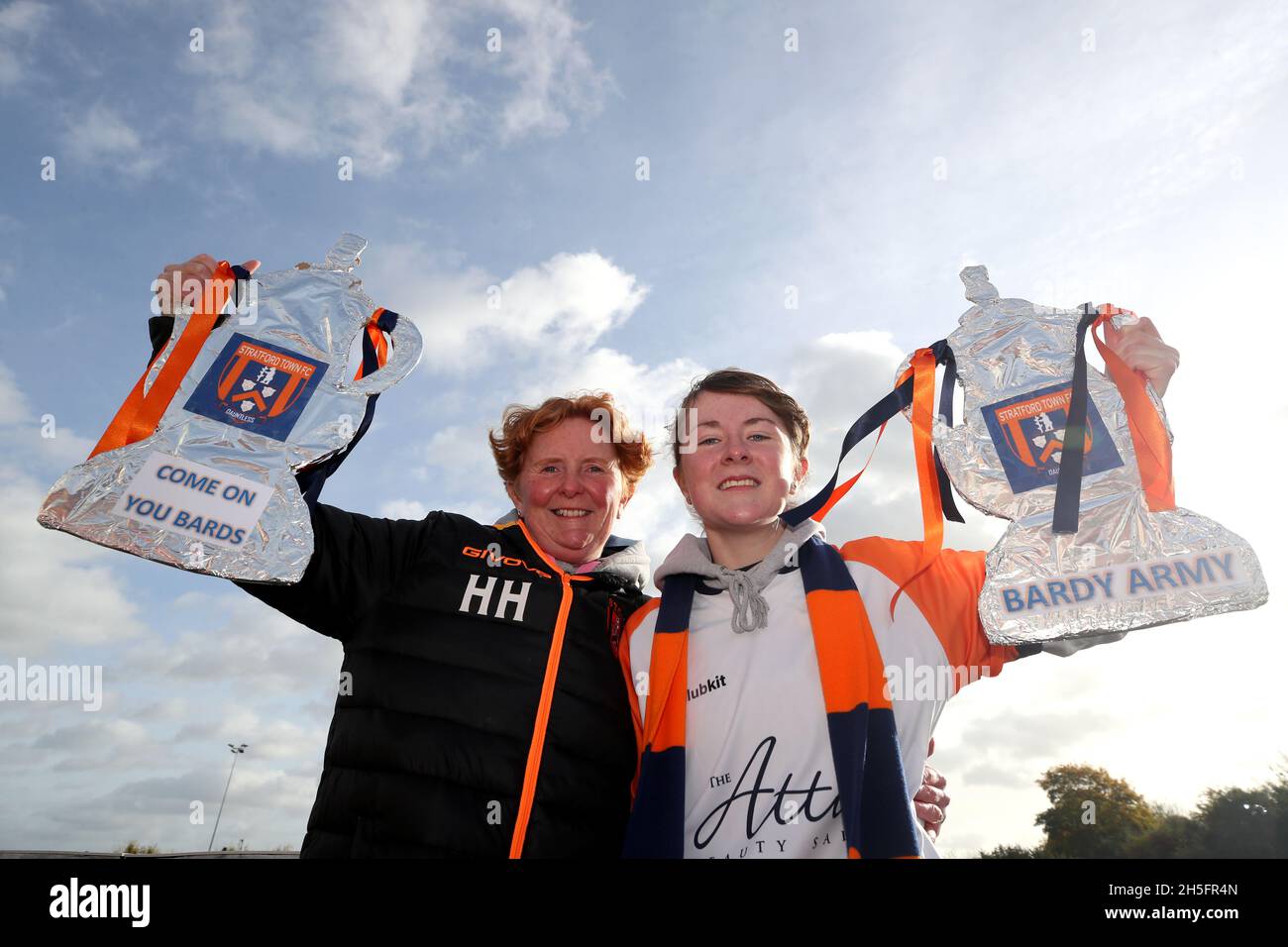 Stratford Town supporters Hayley Helliker (left) and Georgia Helliker ...