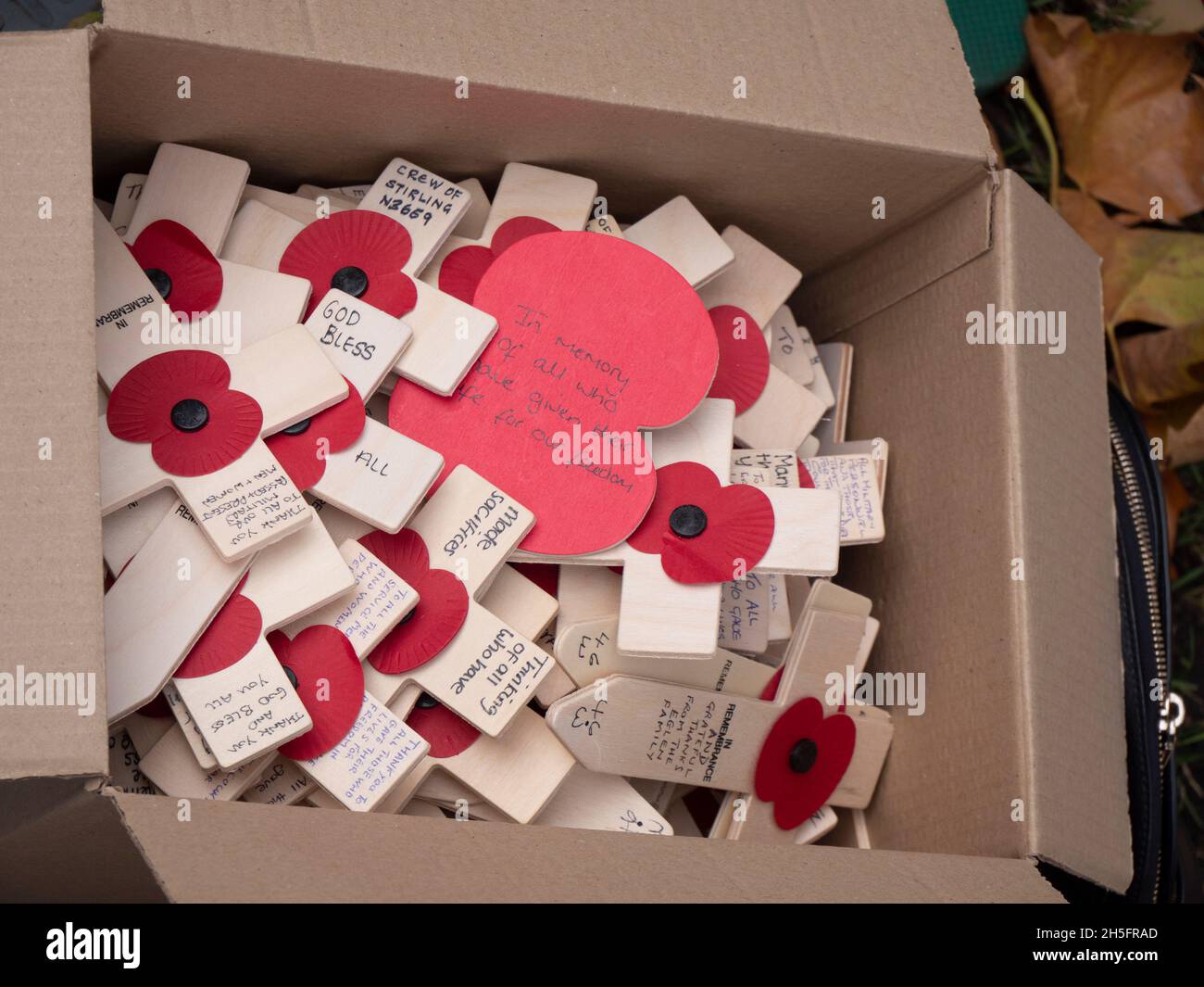 Boxes of poppy's and crosses waiting for Volunteers to plant with ...
