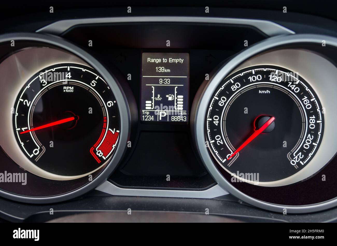 Details of Modern digital speedometer car Stock Photo - Alamy