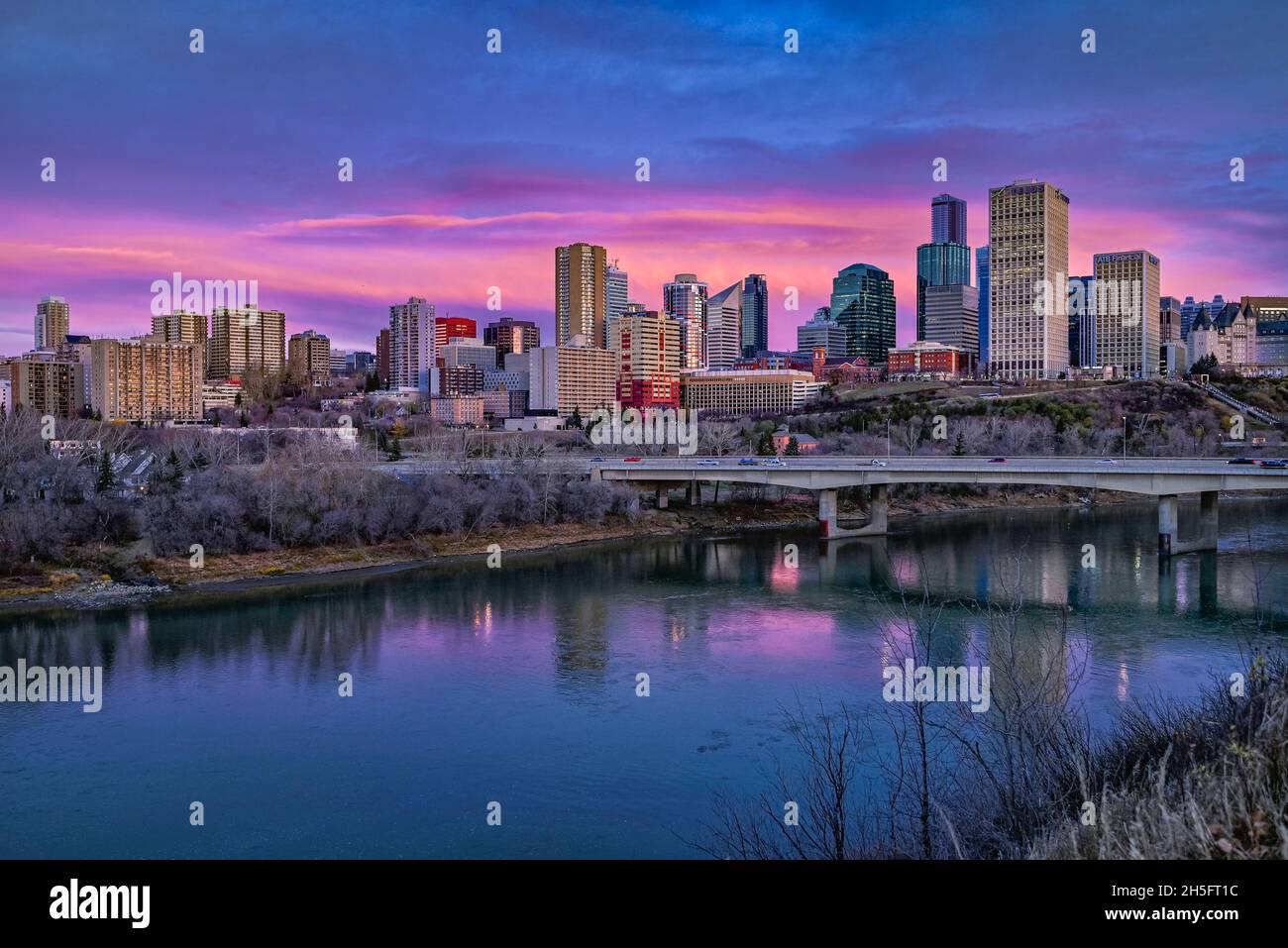 Downtown skyline at dawn, Edmonton, Alberta, Canada Stock Photo - Alamy