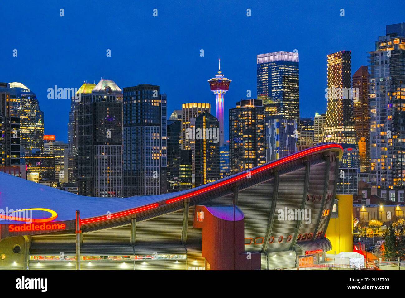 Calgary tower with saddledome hi-res stock photography and images - Alamy
