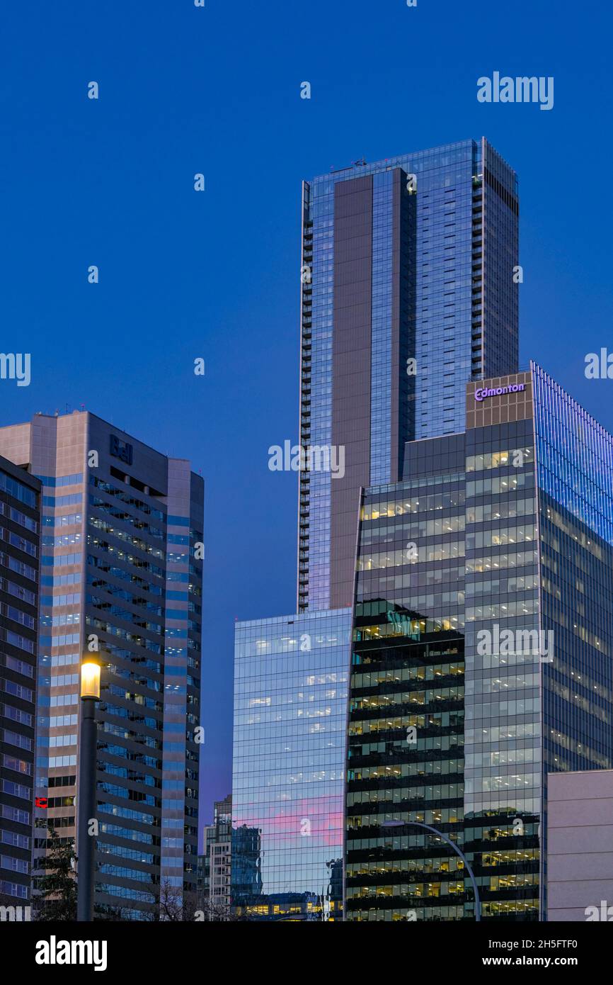 Highrise Office Towers, downtown, Edmonton, Alberta, Canada Stock Photo ...