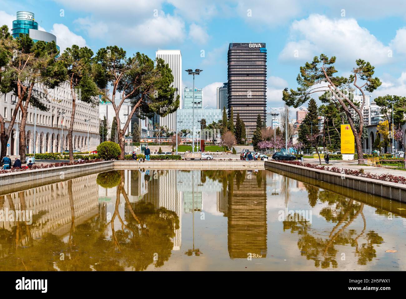 Madrid, Spain - March 7, 2021: Skyscrapers in AZCA financial district ...