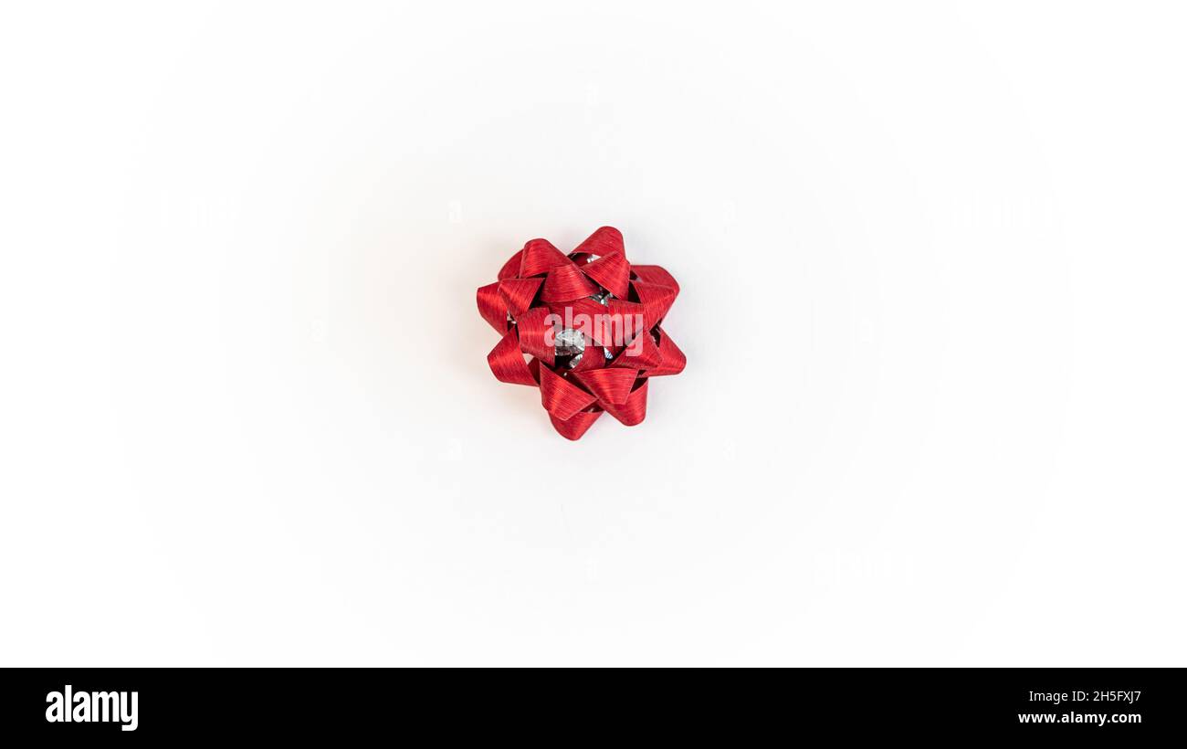 Beautiful red gift bow christmas decoration isolated on white ...
