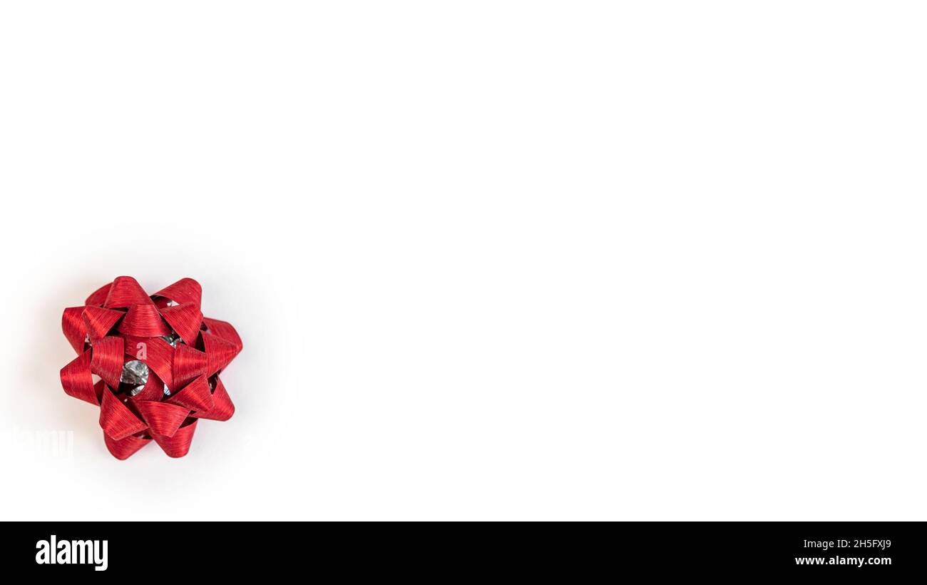 Beautiful red gift bow christmas decoration isolated on white ...