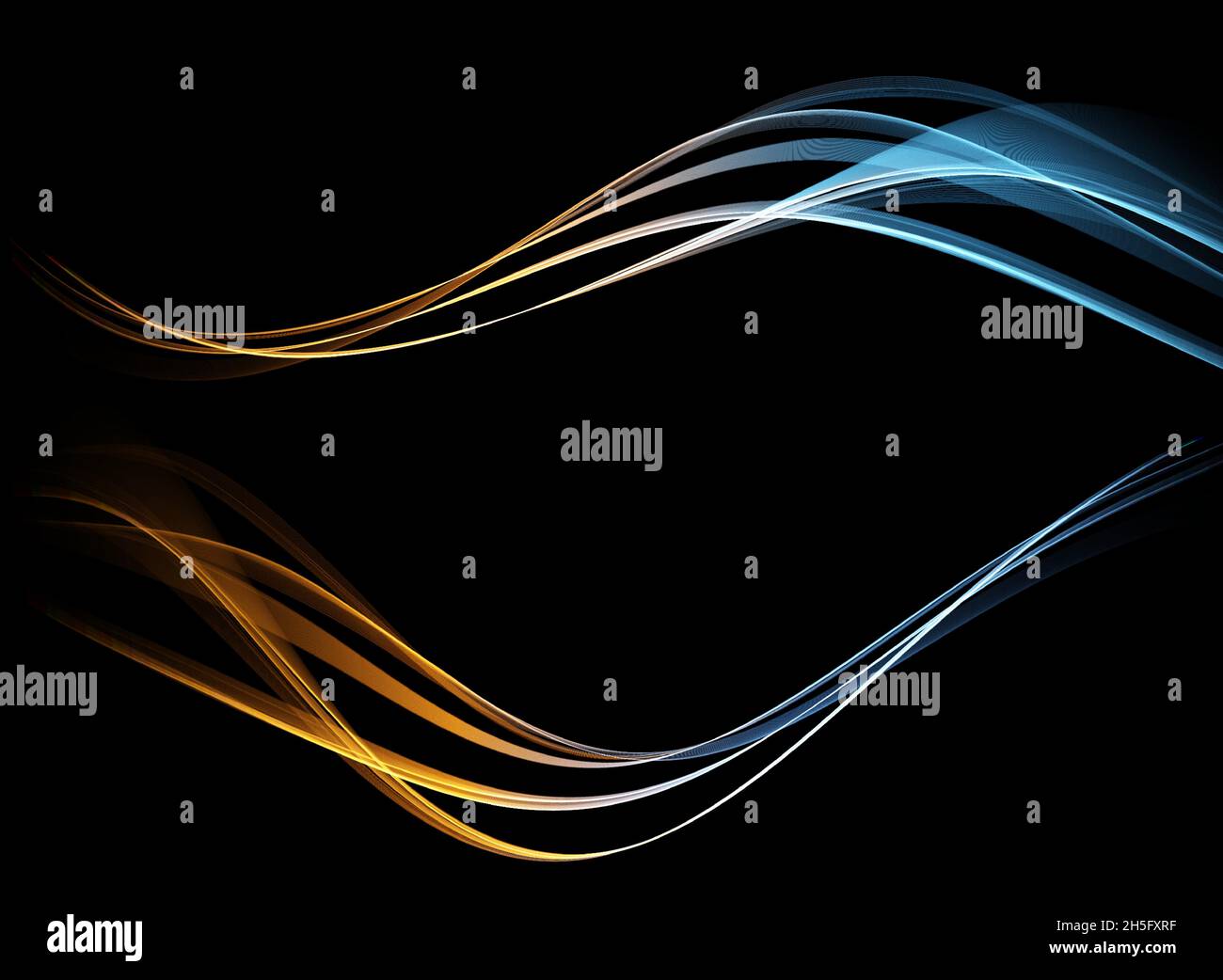 Abstract Waves. Shiny blue moving lines design element on dark ...