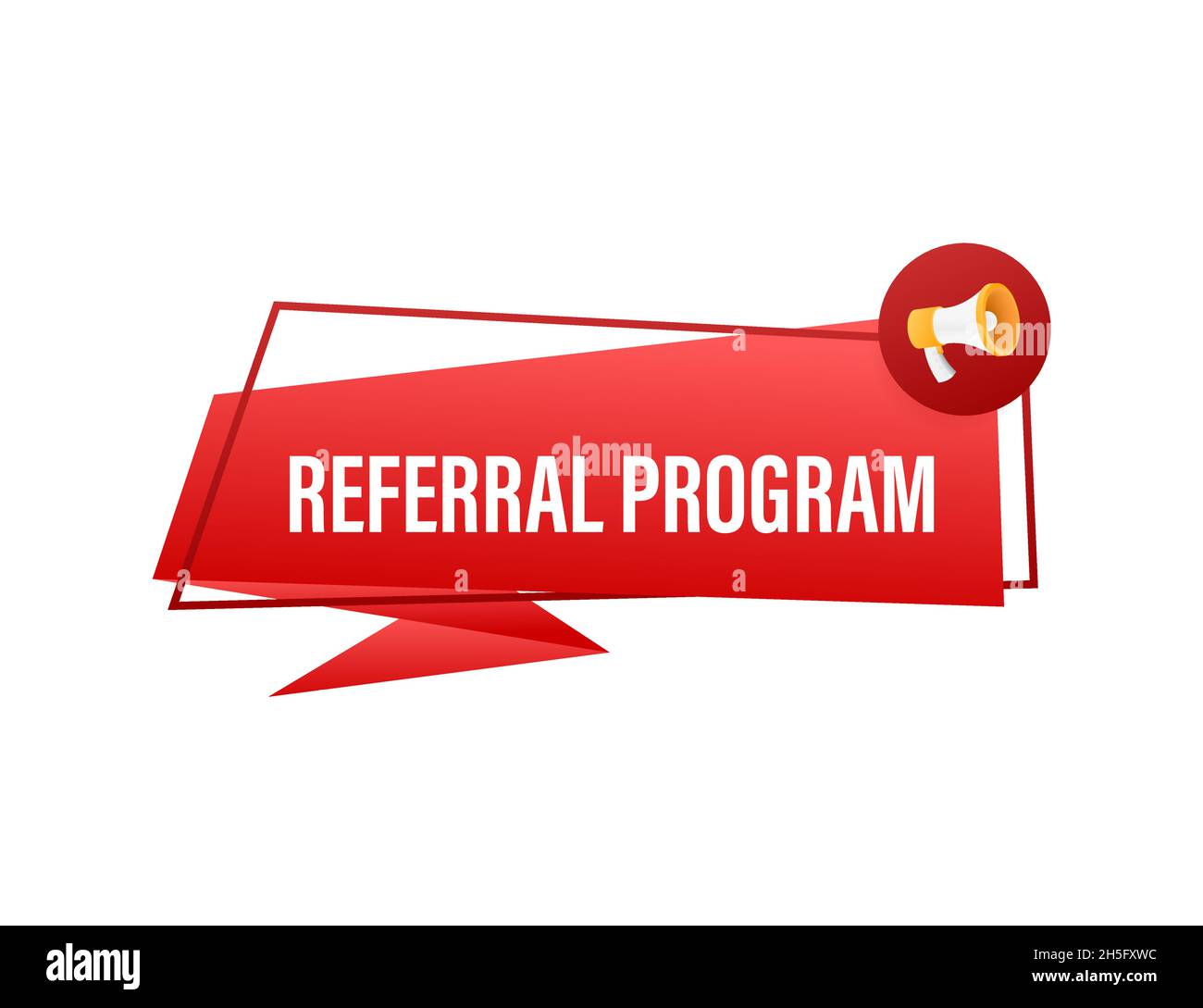 Megaphone label with referral program. Megaphone banner. Web design ...