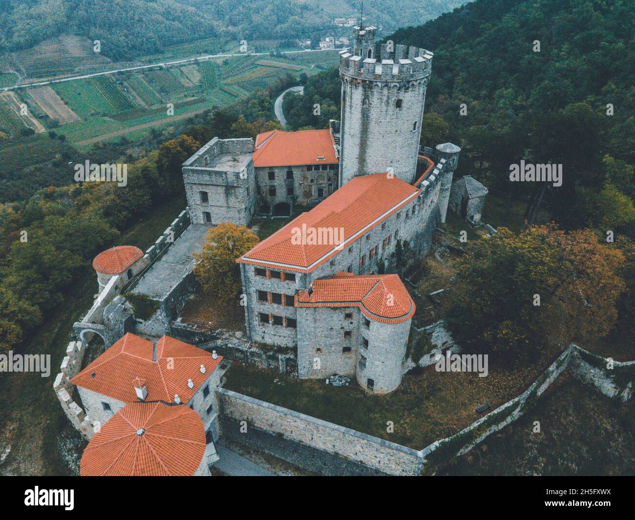 Branik (Rihemberk) Castle by Drone in Slovenia Stock Photo - Alamy