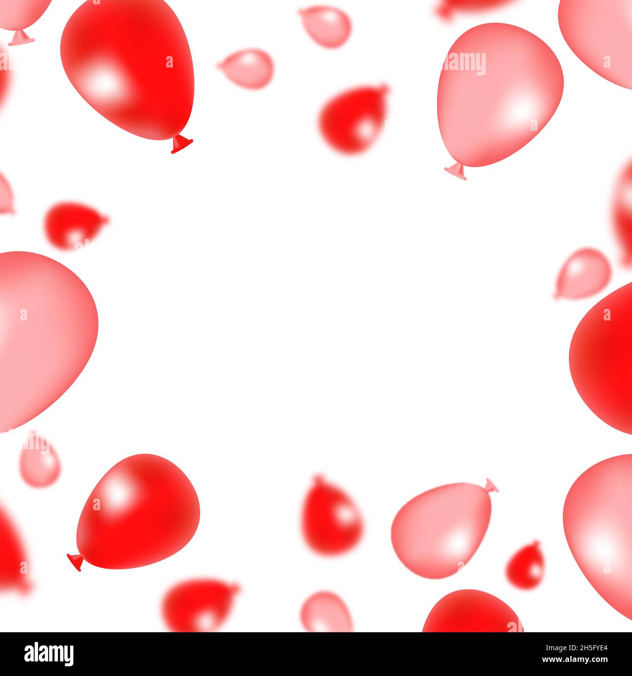 Red gradient blurred balloons different sizes on white background with ...