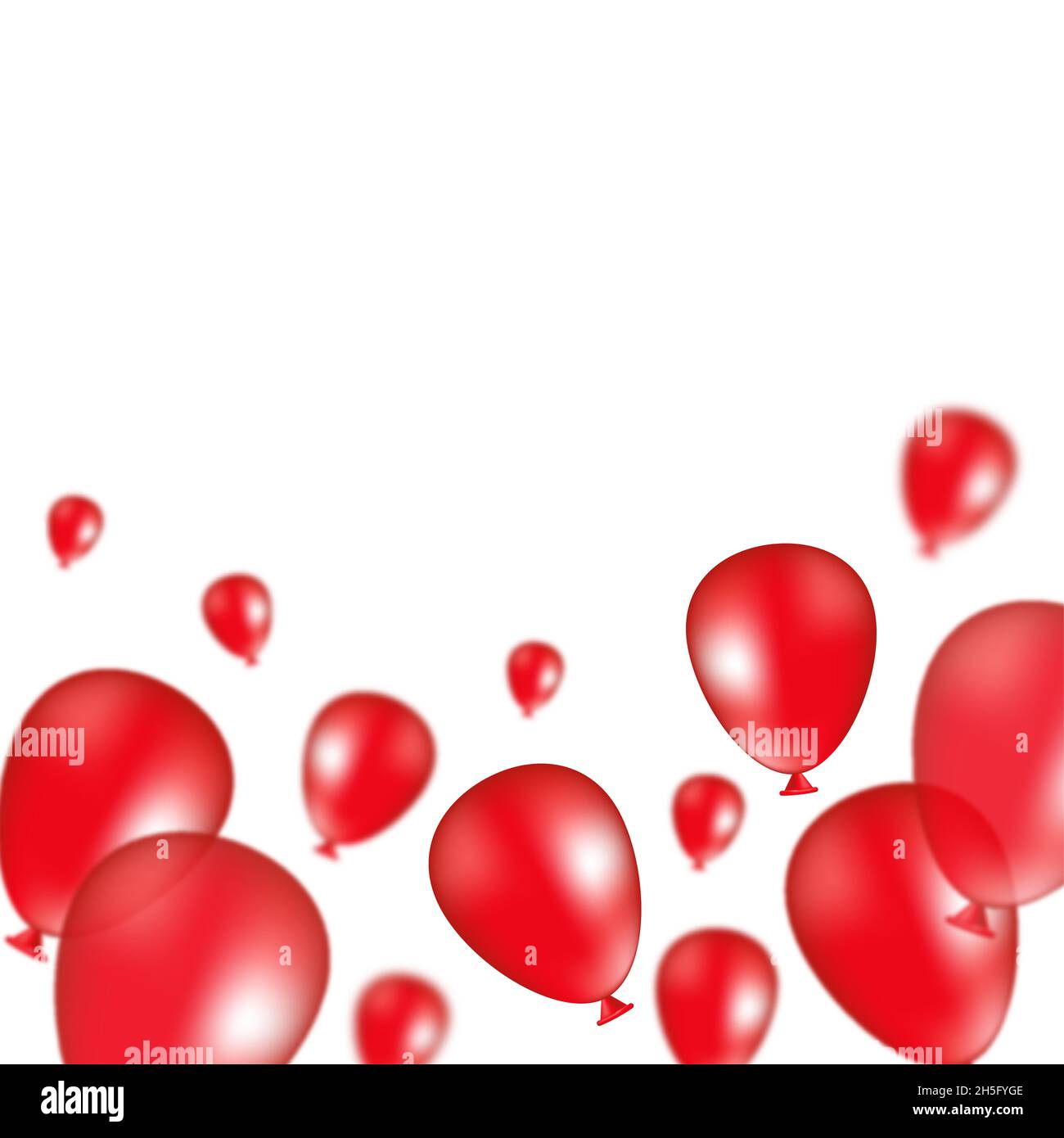 Red gradient blurred balloons different sizes on white background on ...