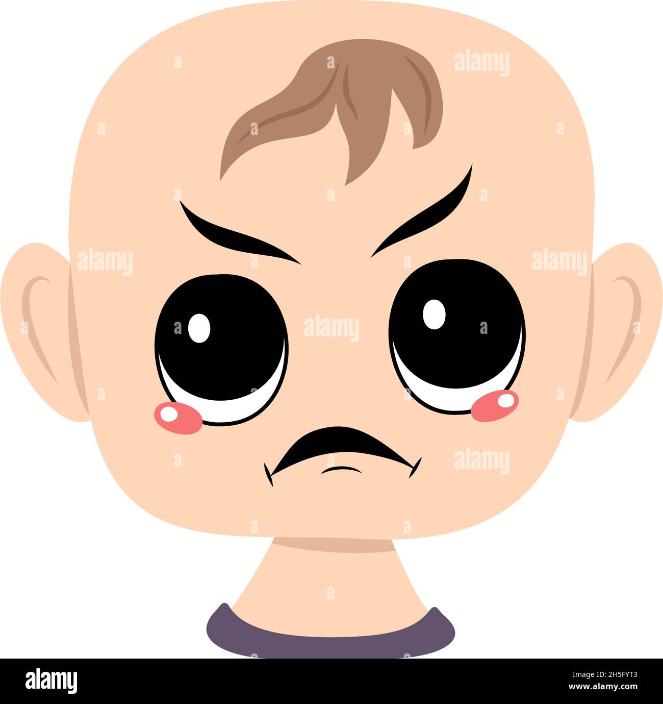 Child with angry emotions, grumpy face, furious eyes. Head of cute baby ...