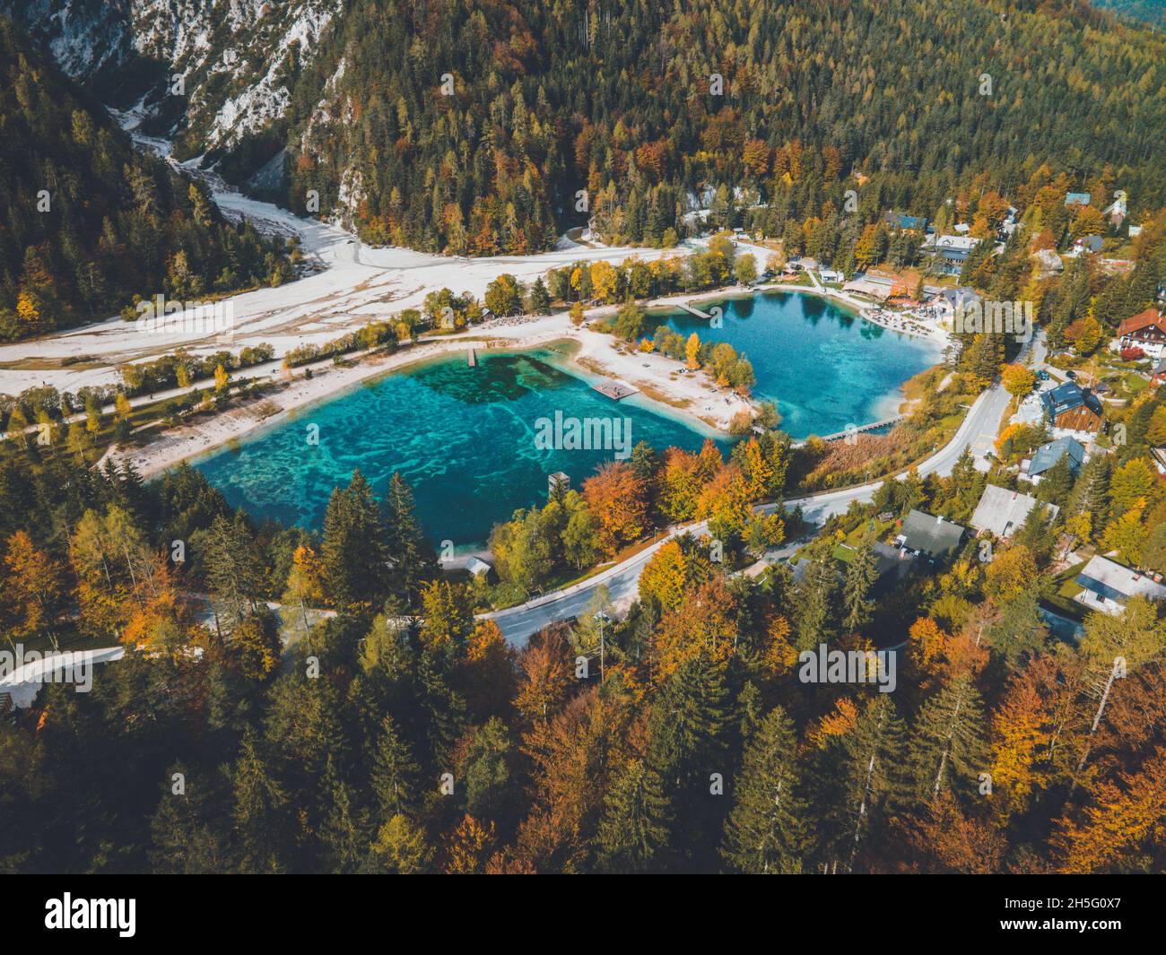 Lake Jasna (Jezero Jasna) by drone in Slovenia Stock Photo - Alamy