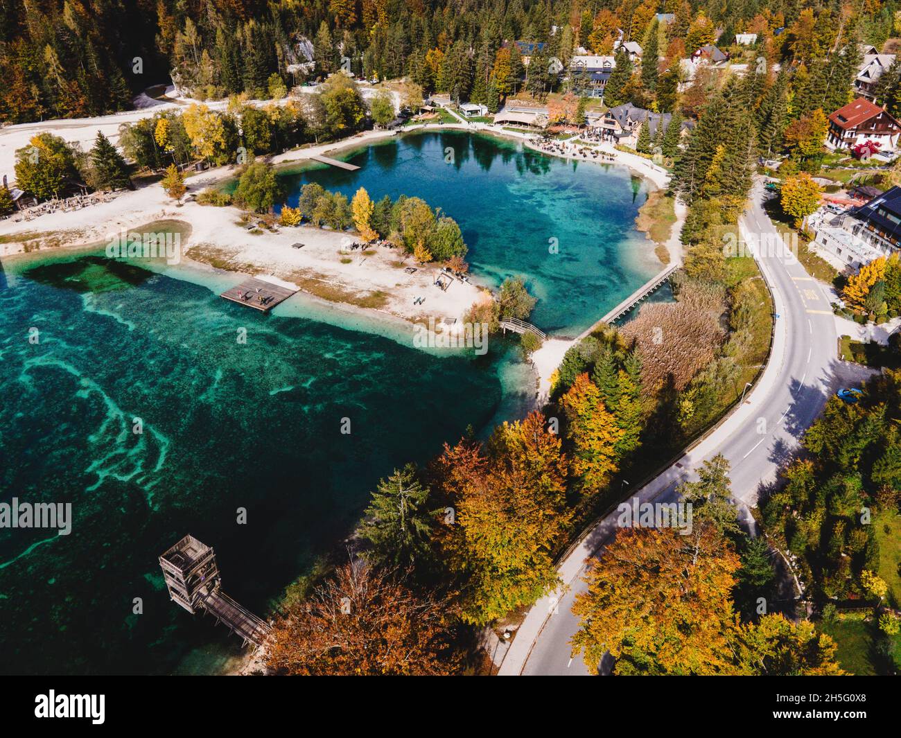 Lake Jasna (Jezero Jasna) by drone in Slovenia Stock Photo - Alamy
