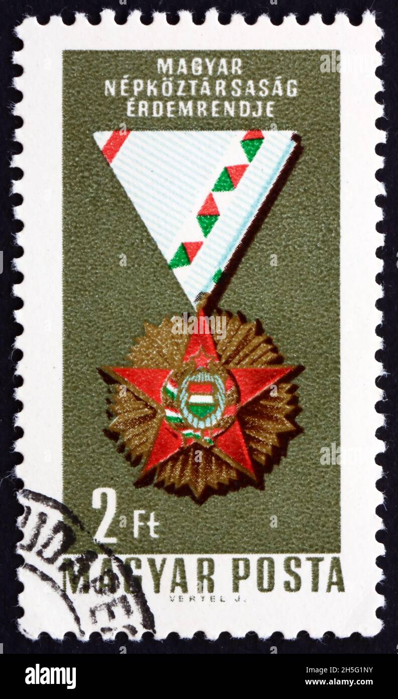 HUNGARY - CIRCA 1966: a stamp printed in Hungary shows Order of Merit ...