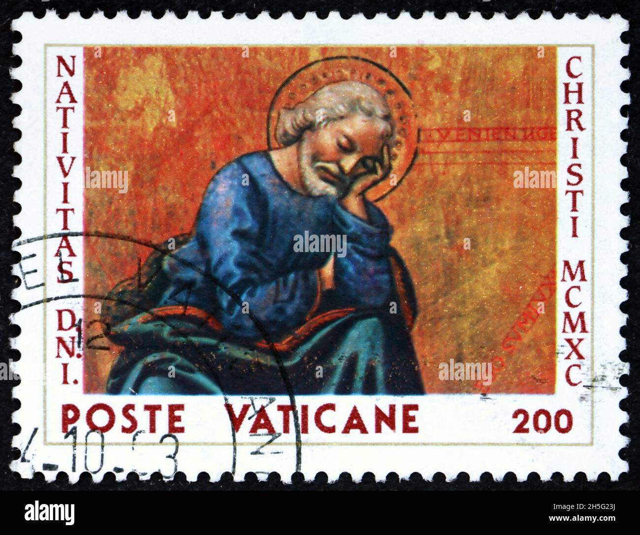 VATICAN - CIRCA 1990: a stamp printed in Vatican shows St. Joseph ...