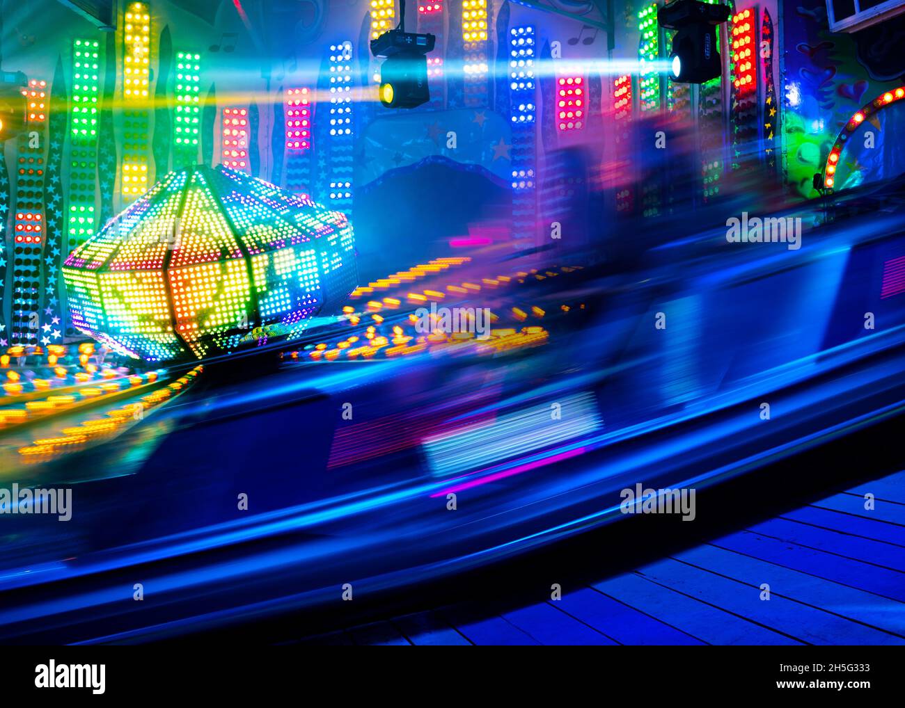 Fast ride light traces, shot with long exposure on an annual traveling ...