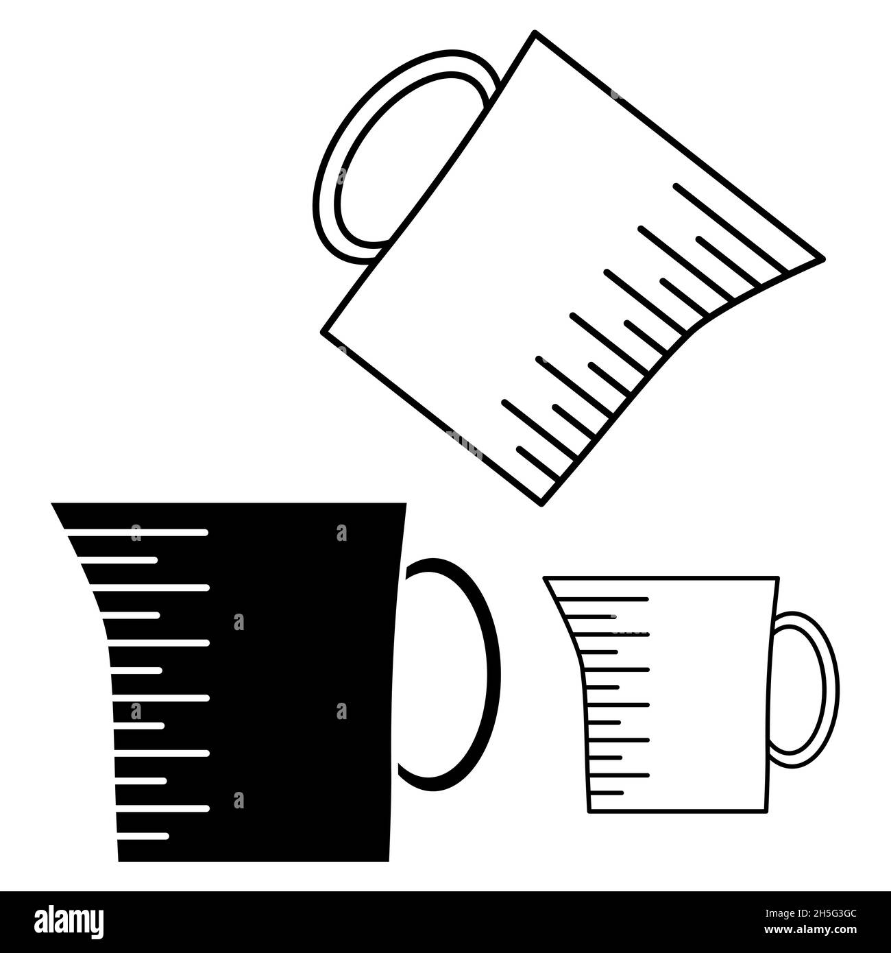 Kitchen tools set of three measuring cups outline simple minimalistic ...