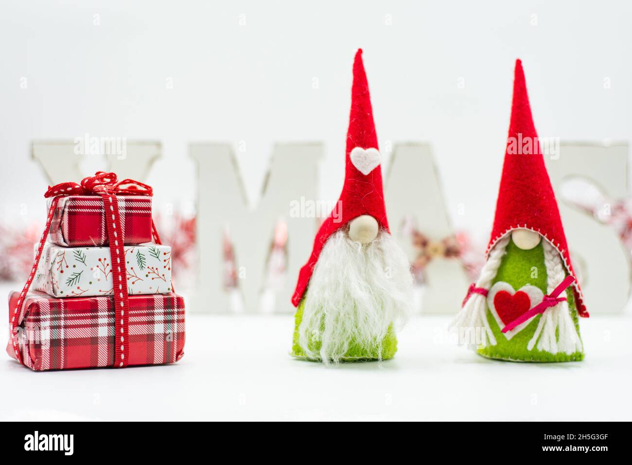 Home Christmas decoration on white background. Christmas fir branches ...