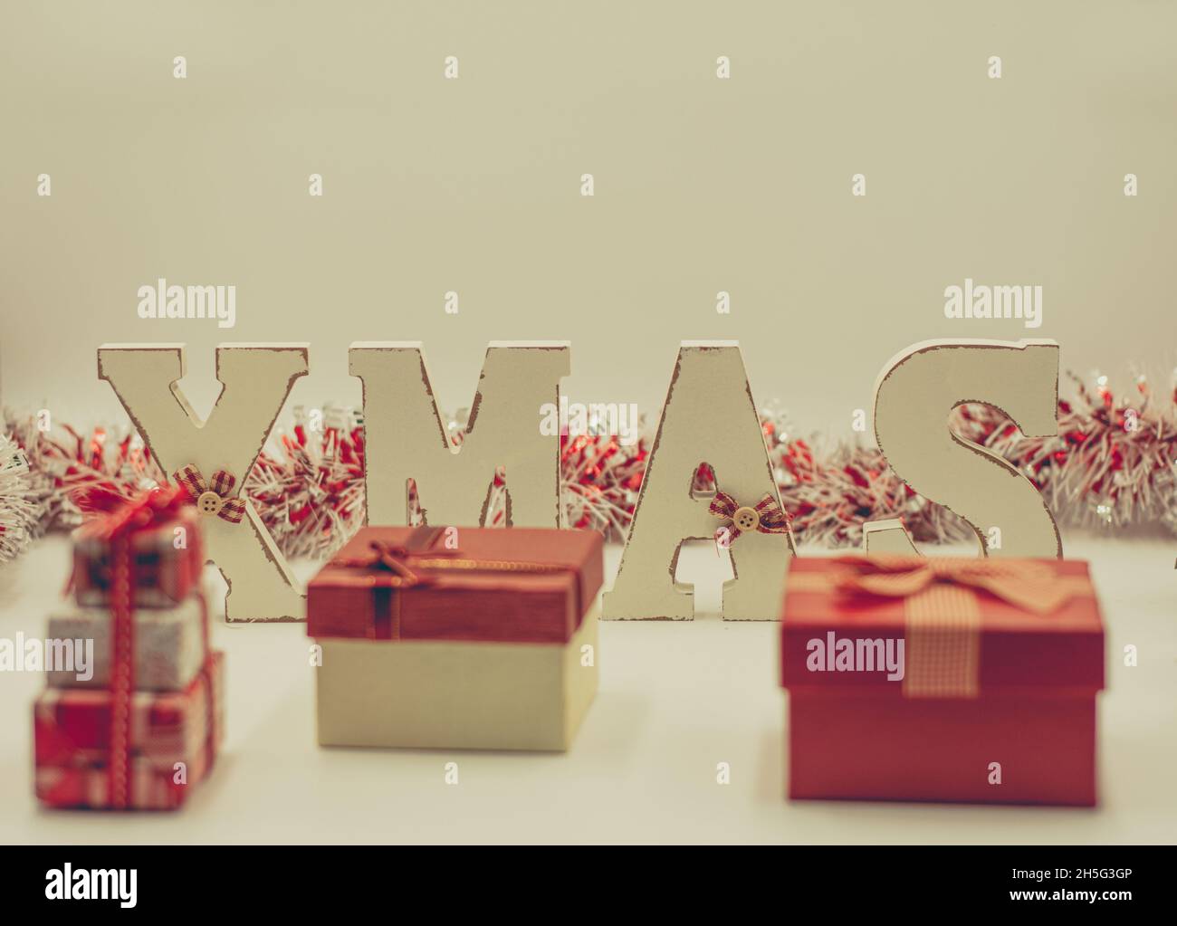 Home Christmas decoration on white background. Christmas fir branches ...