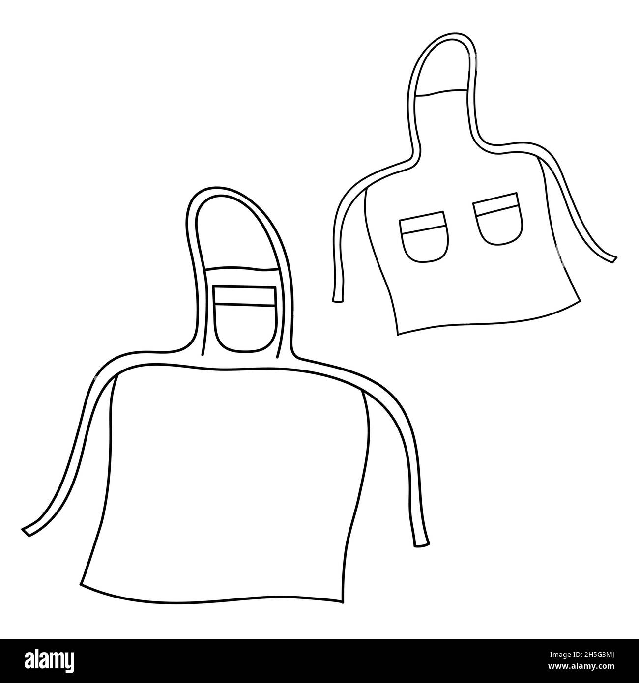 Kitchen tools set of two kitchen or garden aprons outline simple ...