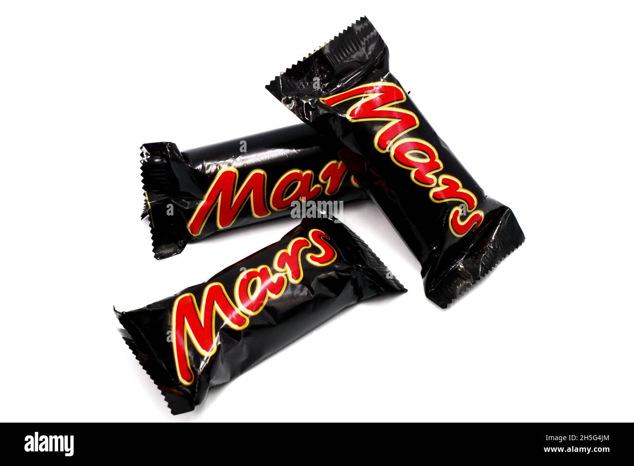 MARS chocolate bar isolated on white background. Mars is a brand of ...
