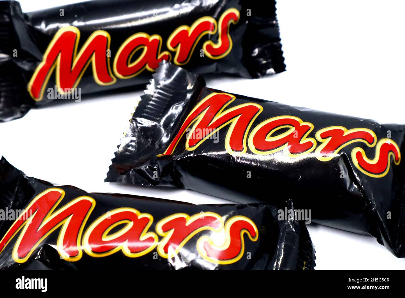 MARS chocolate bar isolated on white background. Mars is a brand of ...