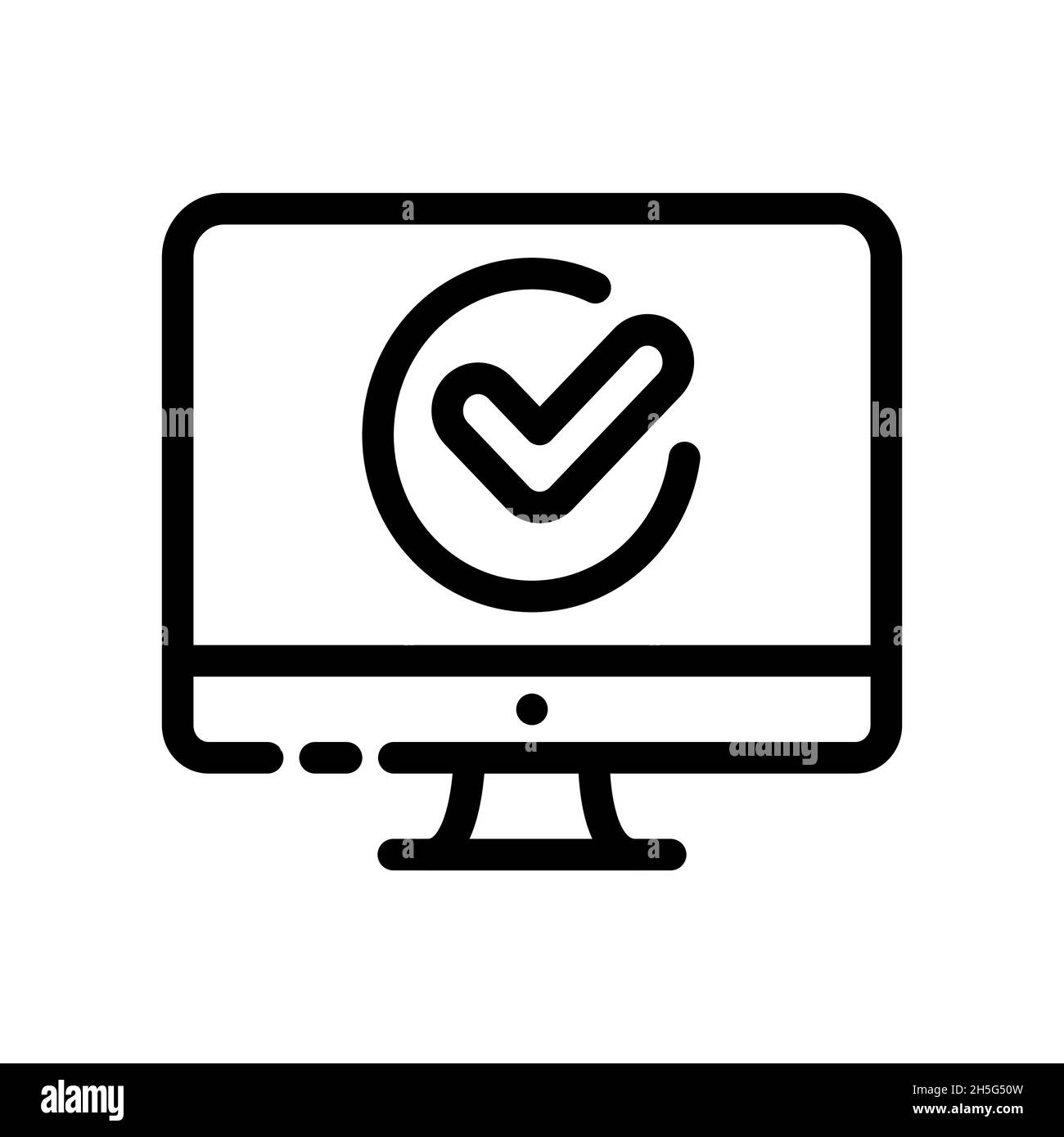 Computer with approved checkmark color line icon. Successful ... Computer with approved checkmark color line icon. Successful ...