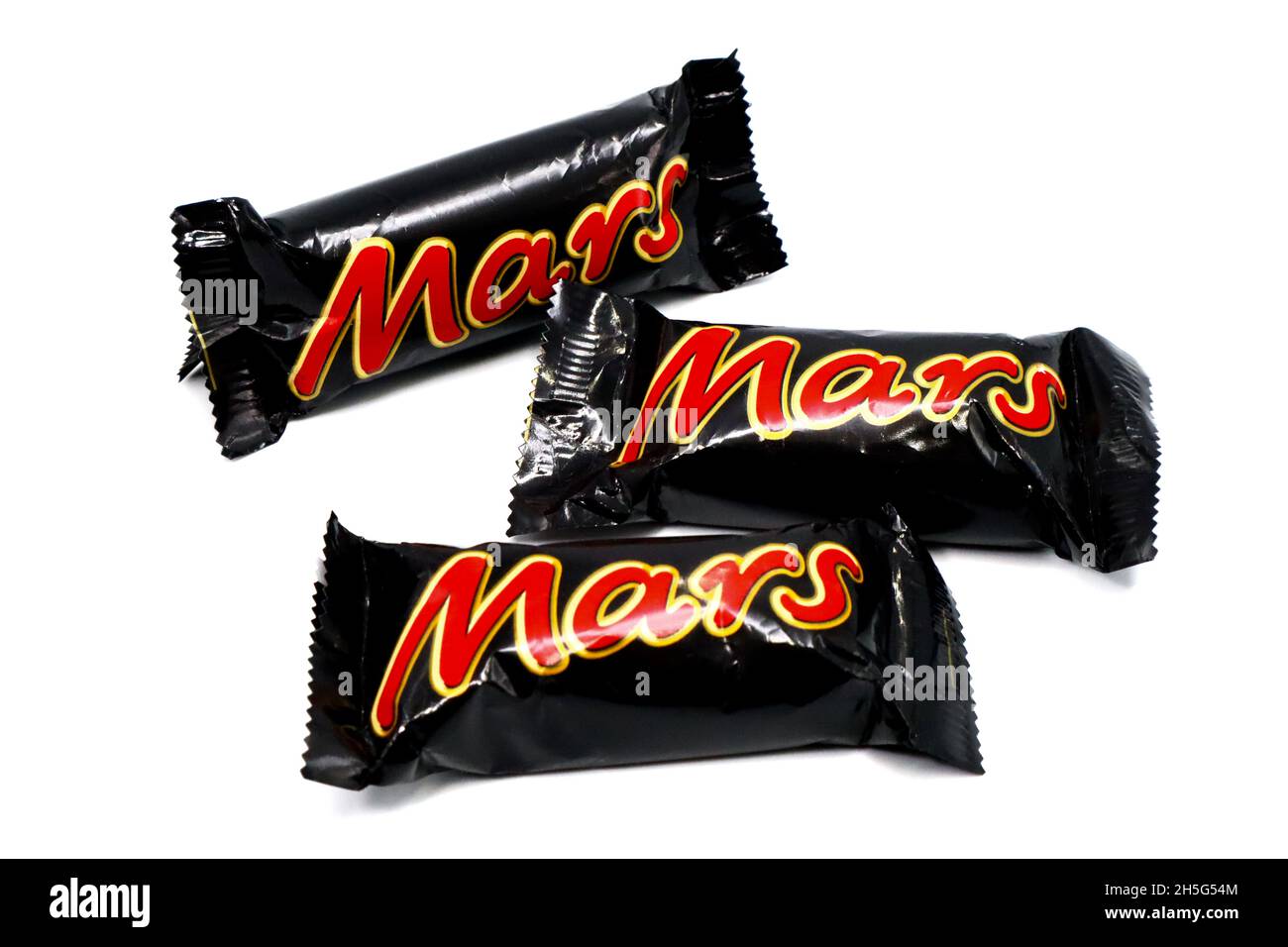 MARS chocolate bar isolated on white background. Mars is a brand of ...