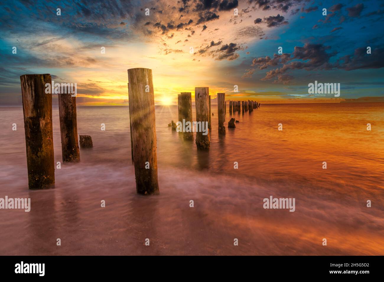 Scenic view of a historic pier, Old Naples, Florida, USA Stock Photo ...