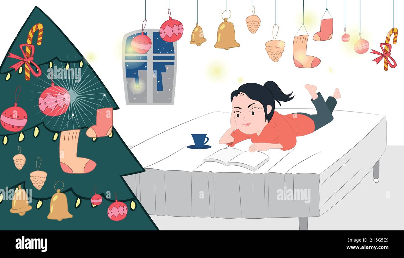 Christmas tree woman holiday Stock Vector Images - Alamy