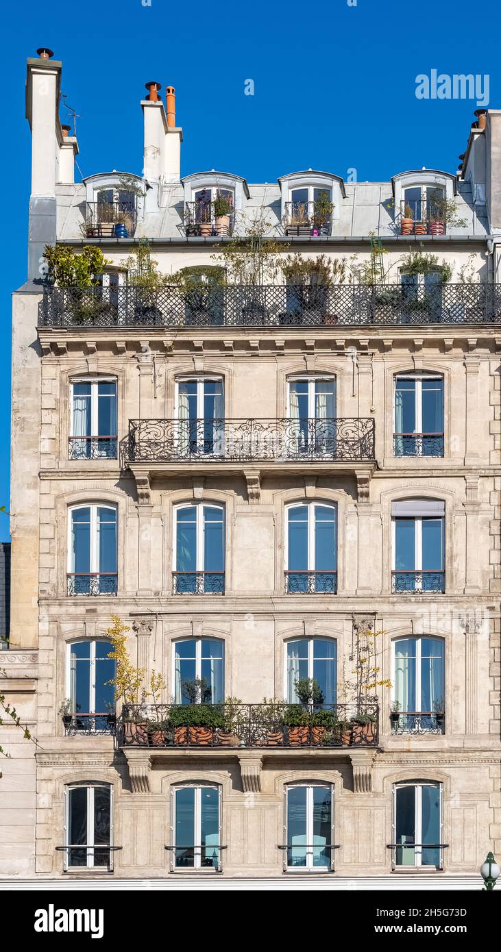 Paris, typical building, parisian facade rue de Rivoli Stock Photo - Alamy