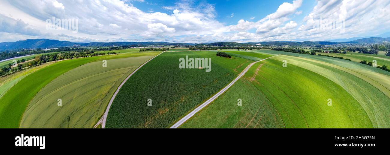 Spherical abstract panoramic aerial view in a field with fantastic ...