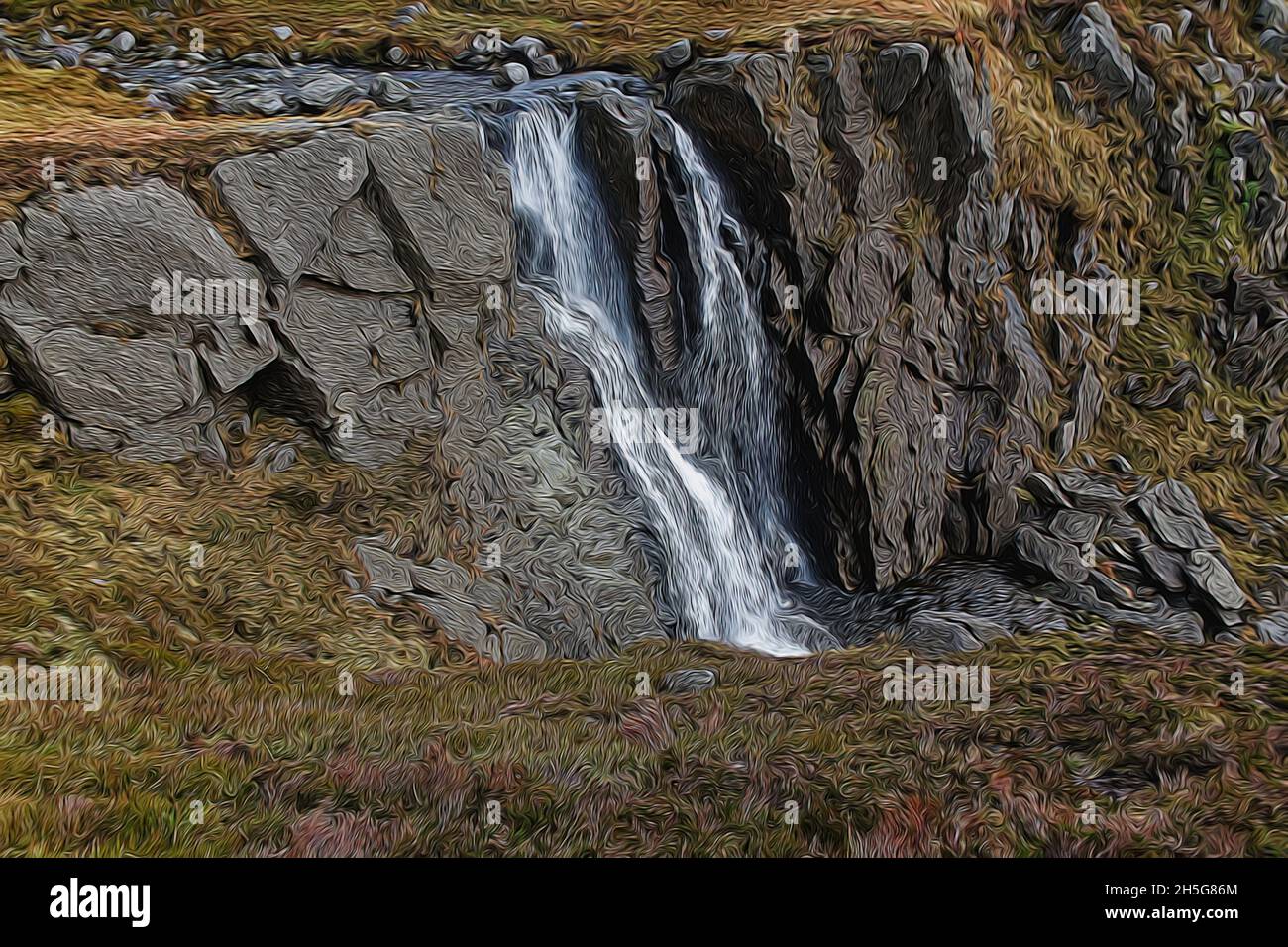 Image of the waterfall flowing down the plateau Stock Photo - Alamy