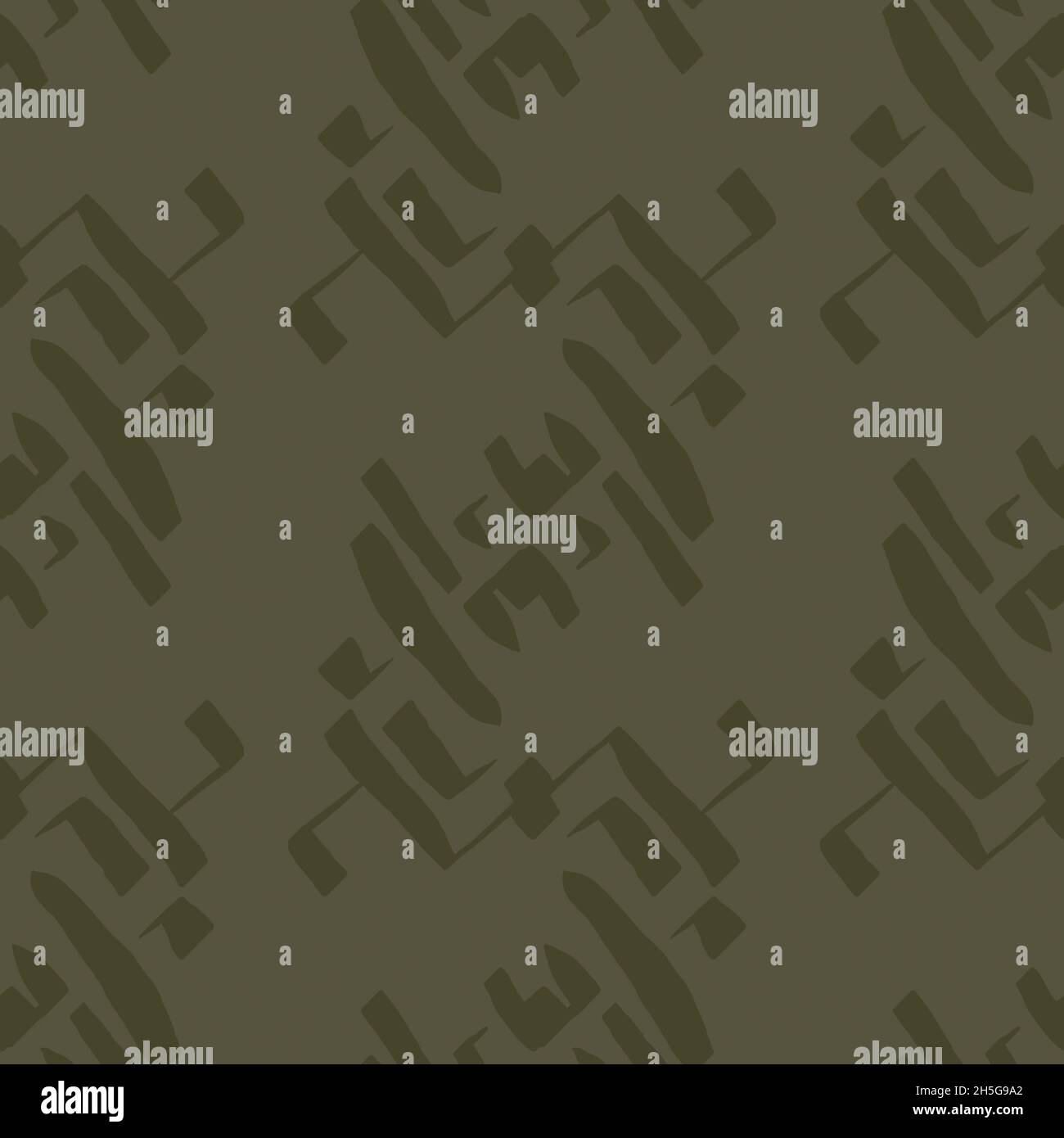 Vintage moss green geometric seamless pattern. Two tone jungle ...