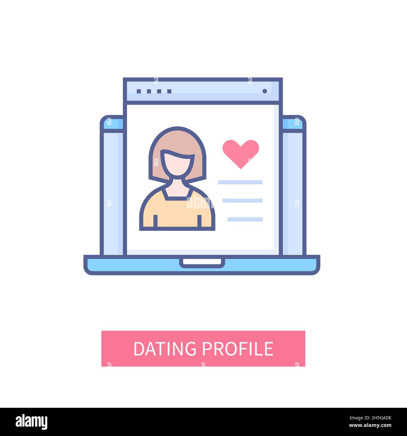 Dating profile - modern line design style icon on white background ...