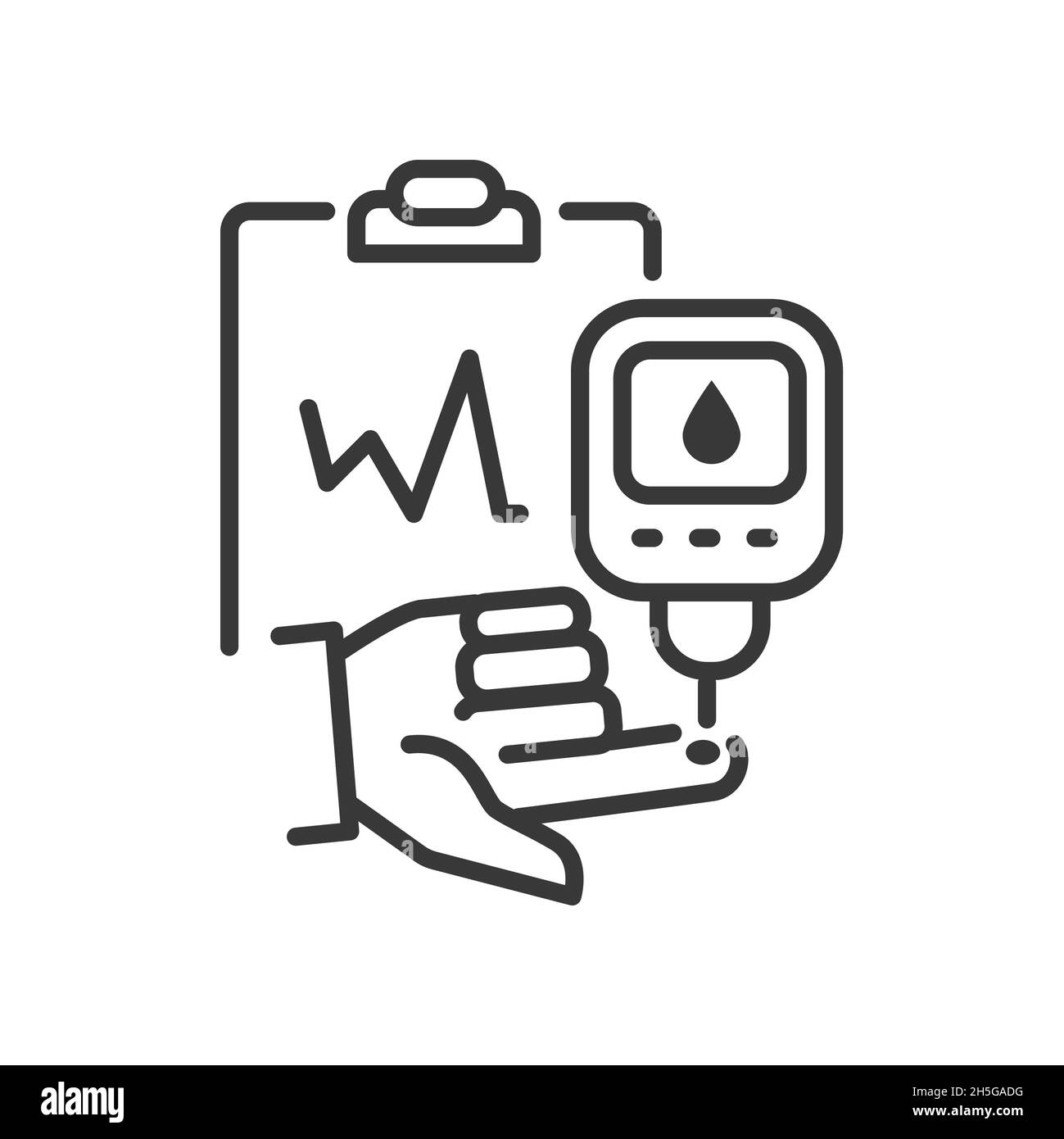 Glucose monitoring - vector line design single isolated icon on white ...