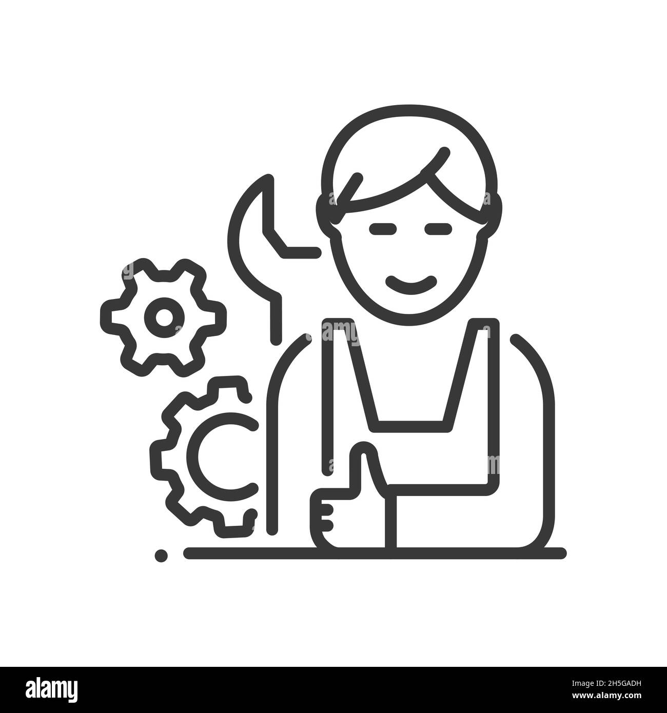 Auto Mechanic - vector line design single isolated icon on white ...