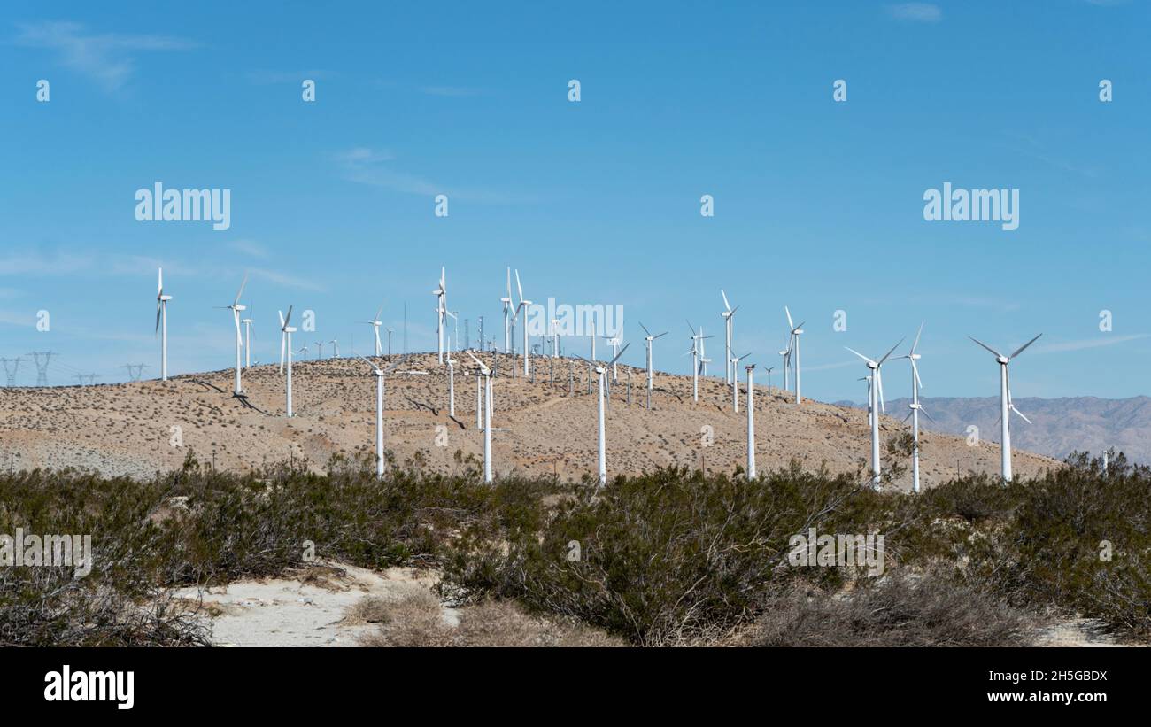 Wind Turbine farm in southern California desert - alternative energy ...