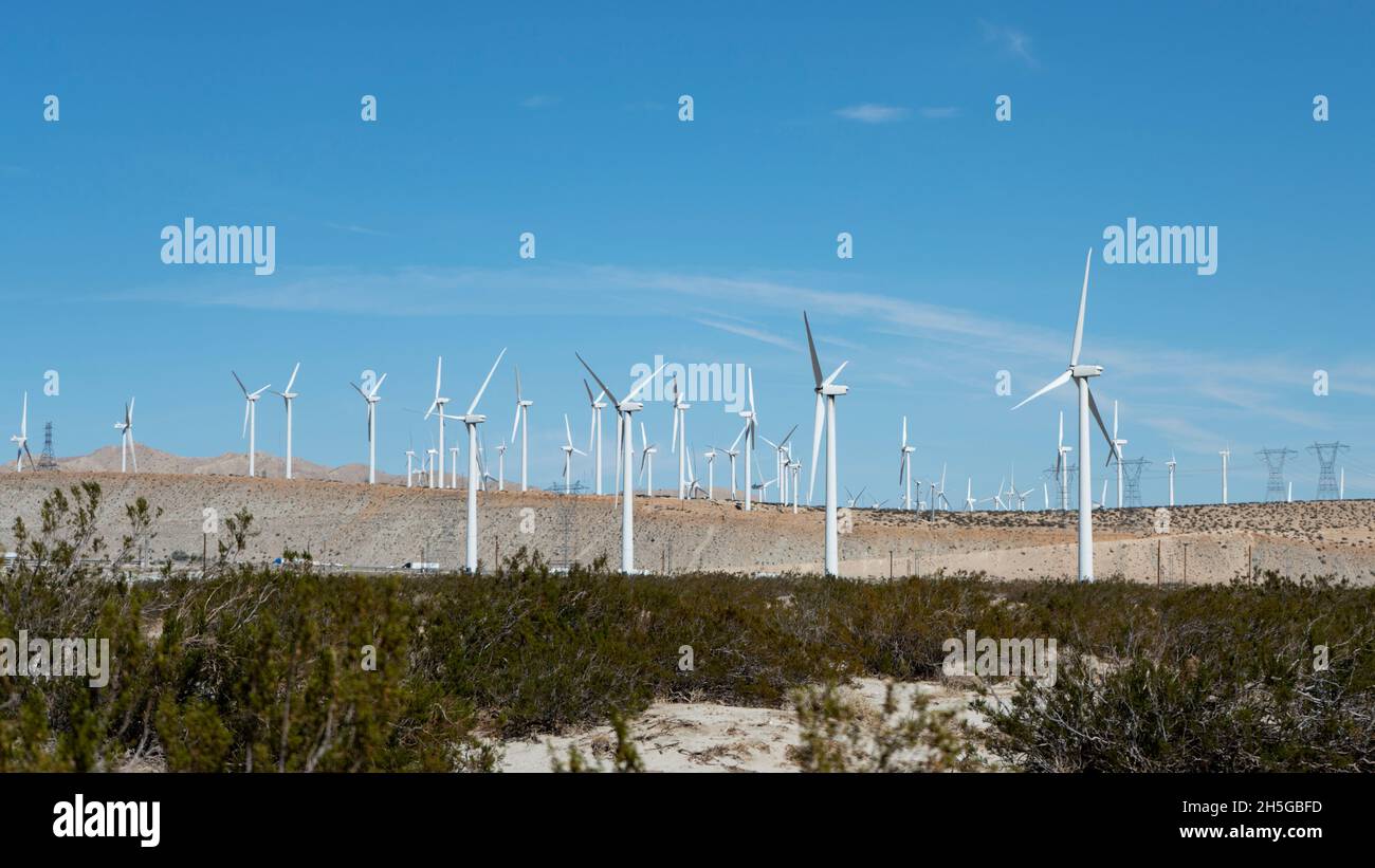 Wind Turbine farm in southern California desert - alternative energy ...