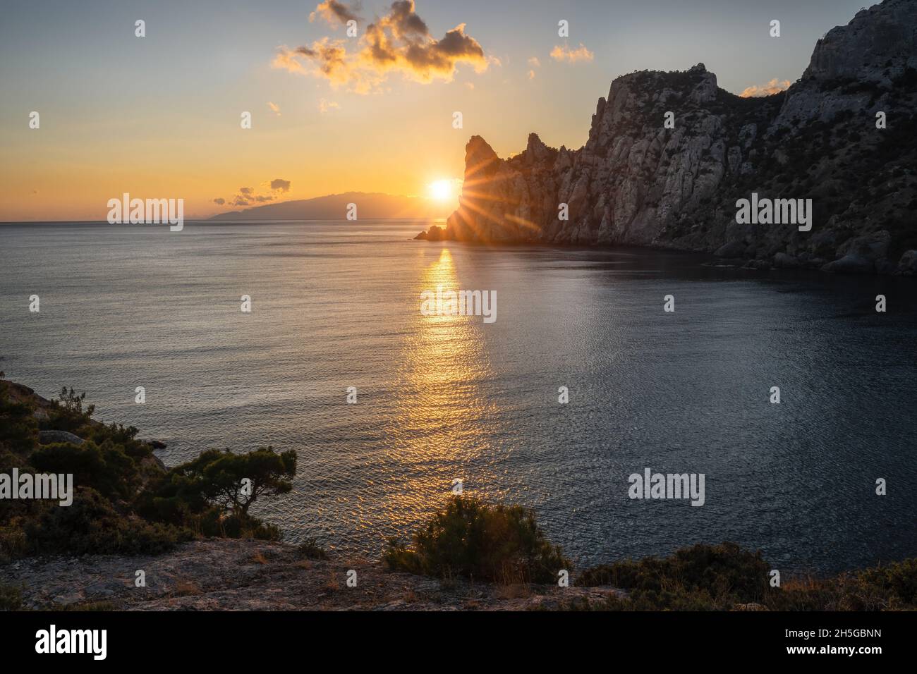The evening sunset over the Caraul-Oba mountain, Novy Svet, Crimea Stock Photo - Alamy