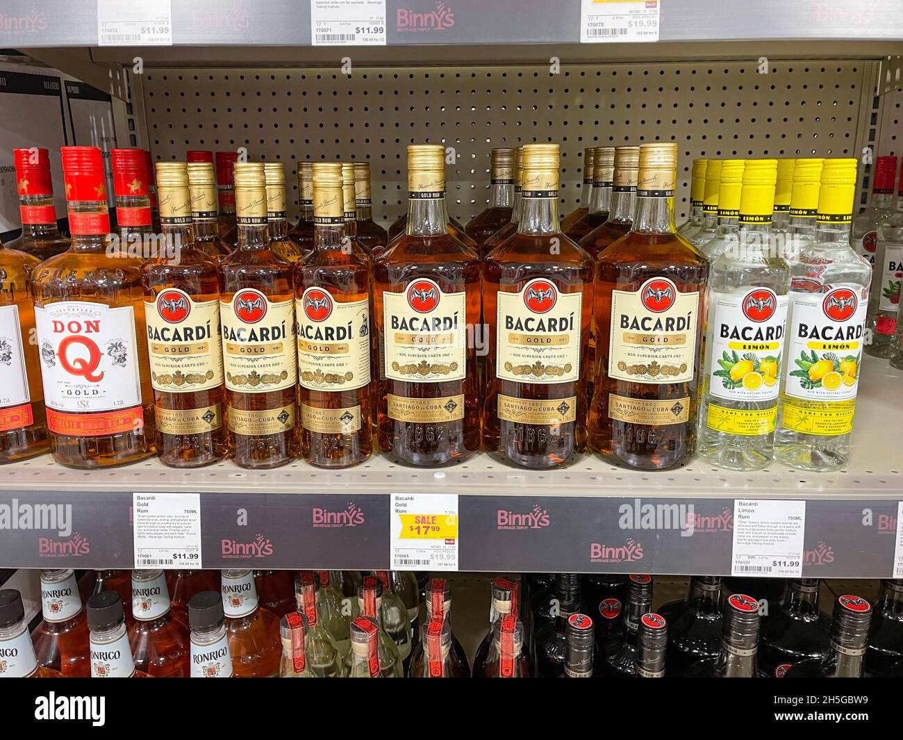 Springfield, IL USA - September 23, 2021: A display of bottles of ...