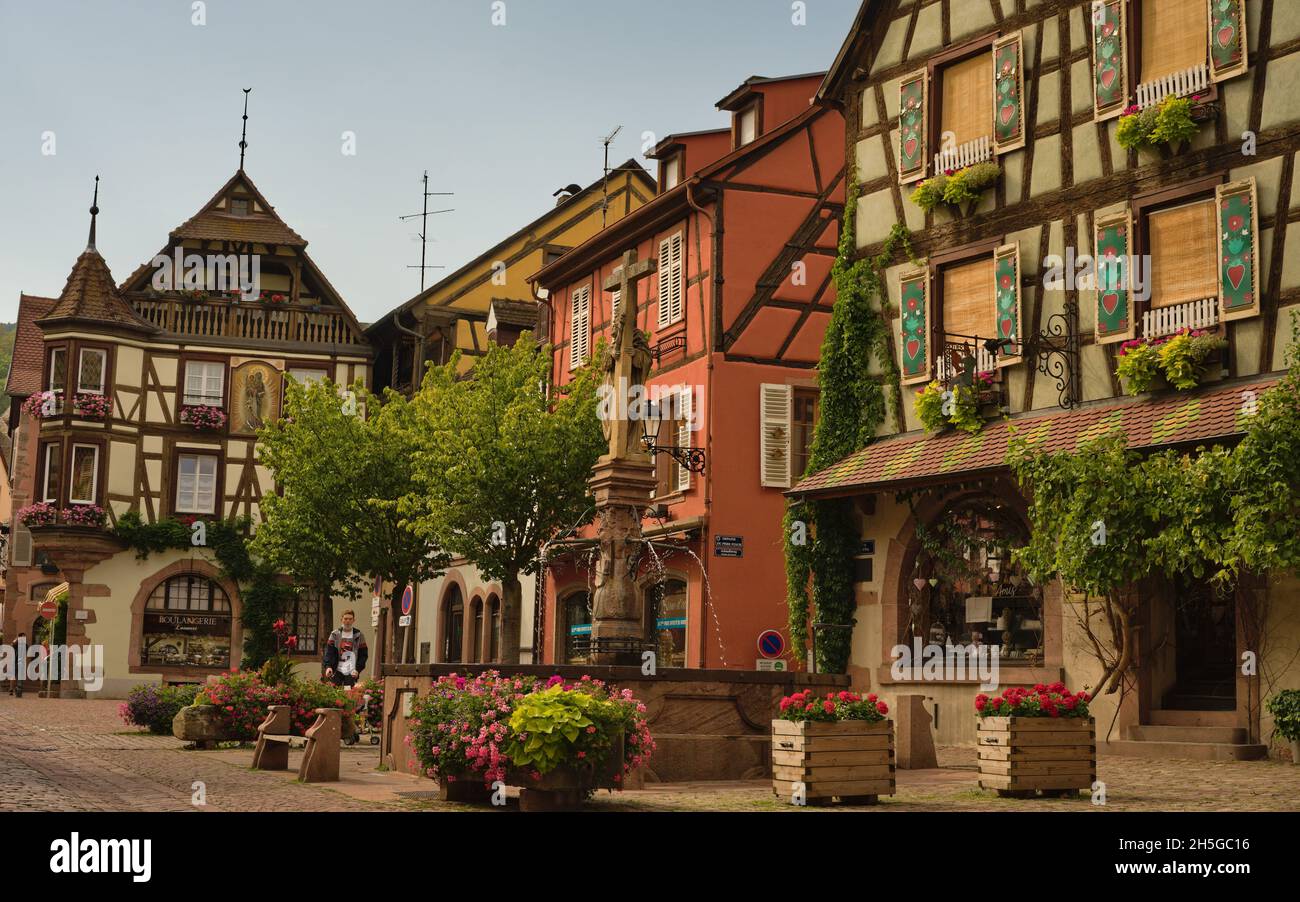 Streets and houses of villages in Alsace Stock Photo - Alamy