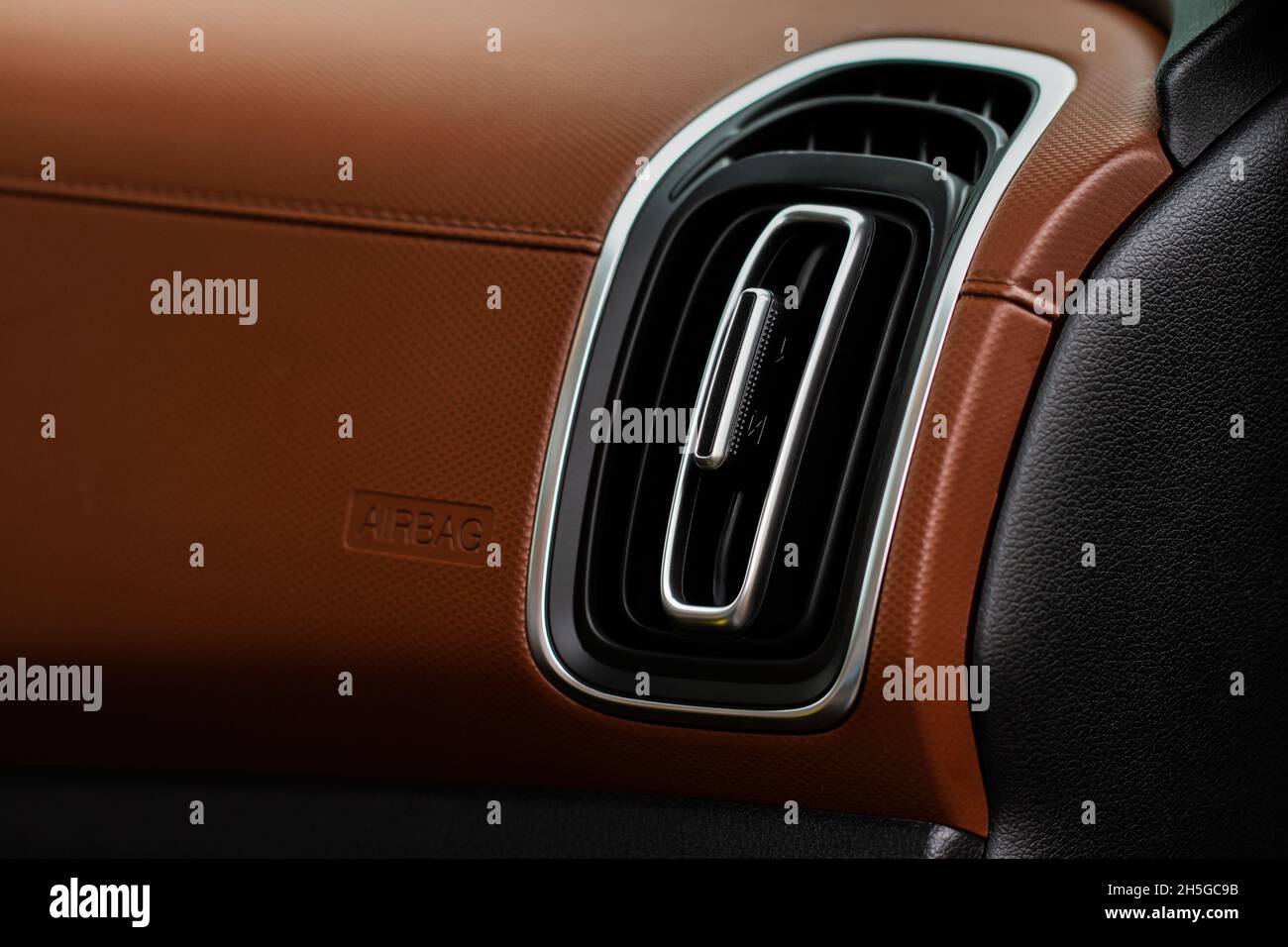 Car air conditioning close up view. The air conditioner flow inside the ...