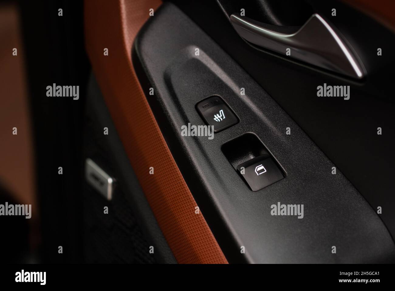Seat heating controller buttons close up view. Car interior. Seat ...